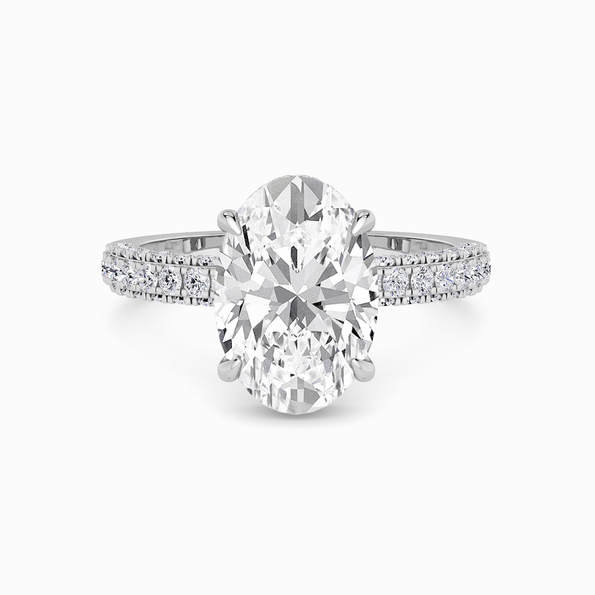 Oval Brilliant Cut 3D Pave Lab Diamond Engagement Ring (Floating Head ...