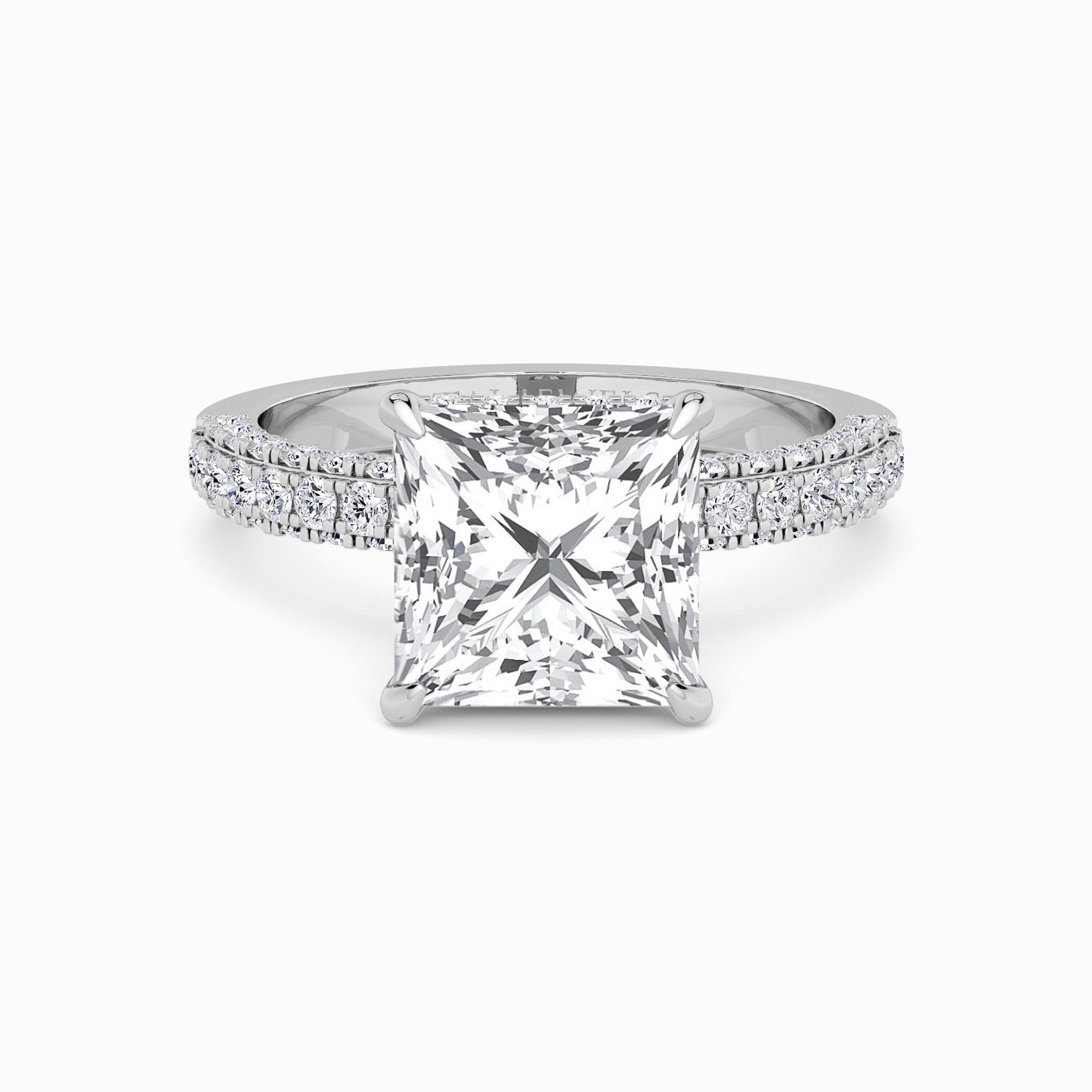Princess Cut 3D Pave Lab Diamond Engagement Ring (Floating Head) (1ct ...