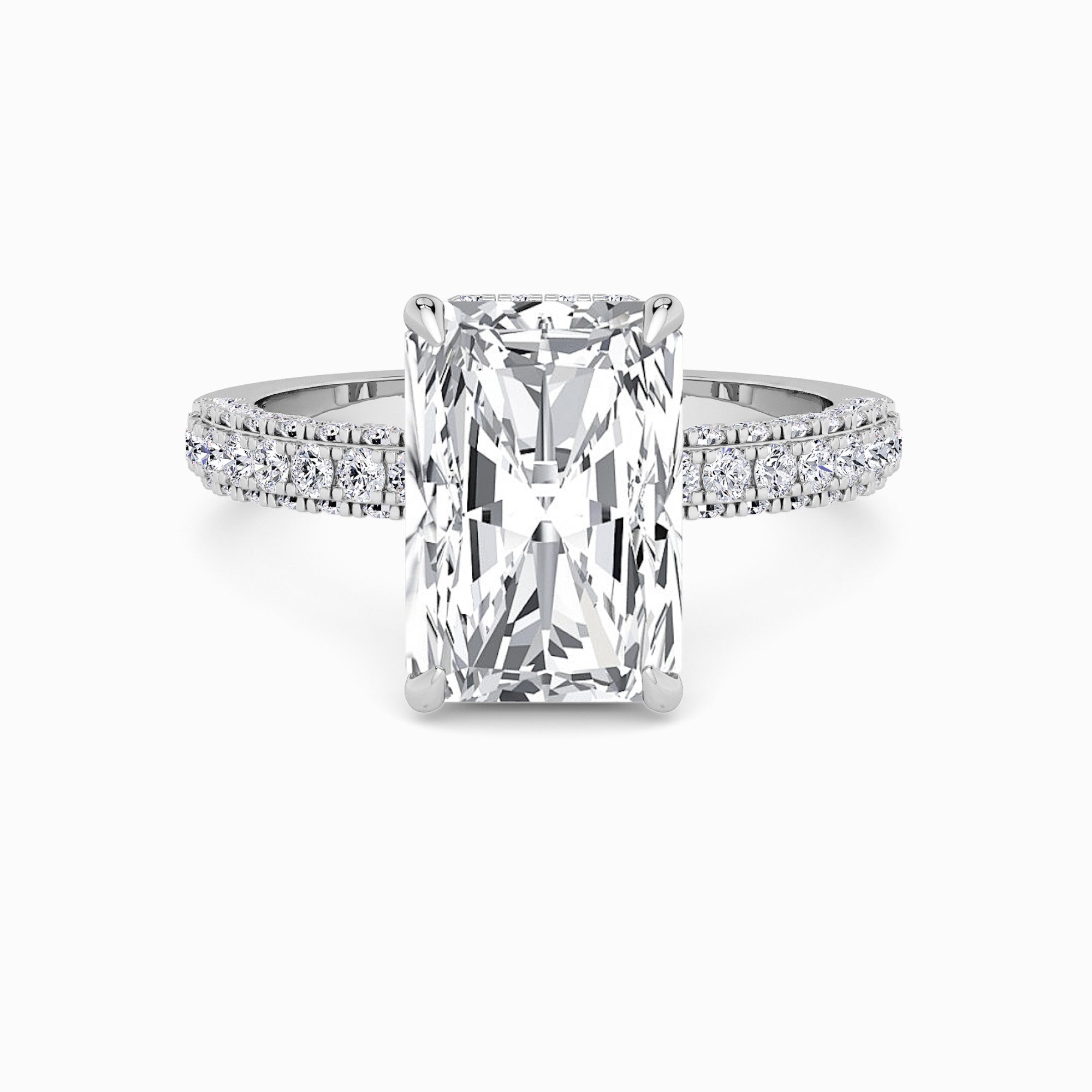 Radiant Cut 3D Pave Lab Diamond Engagement Ring (Floating Head) (1ct ...