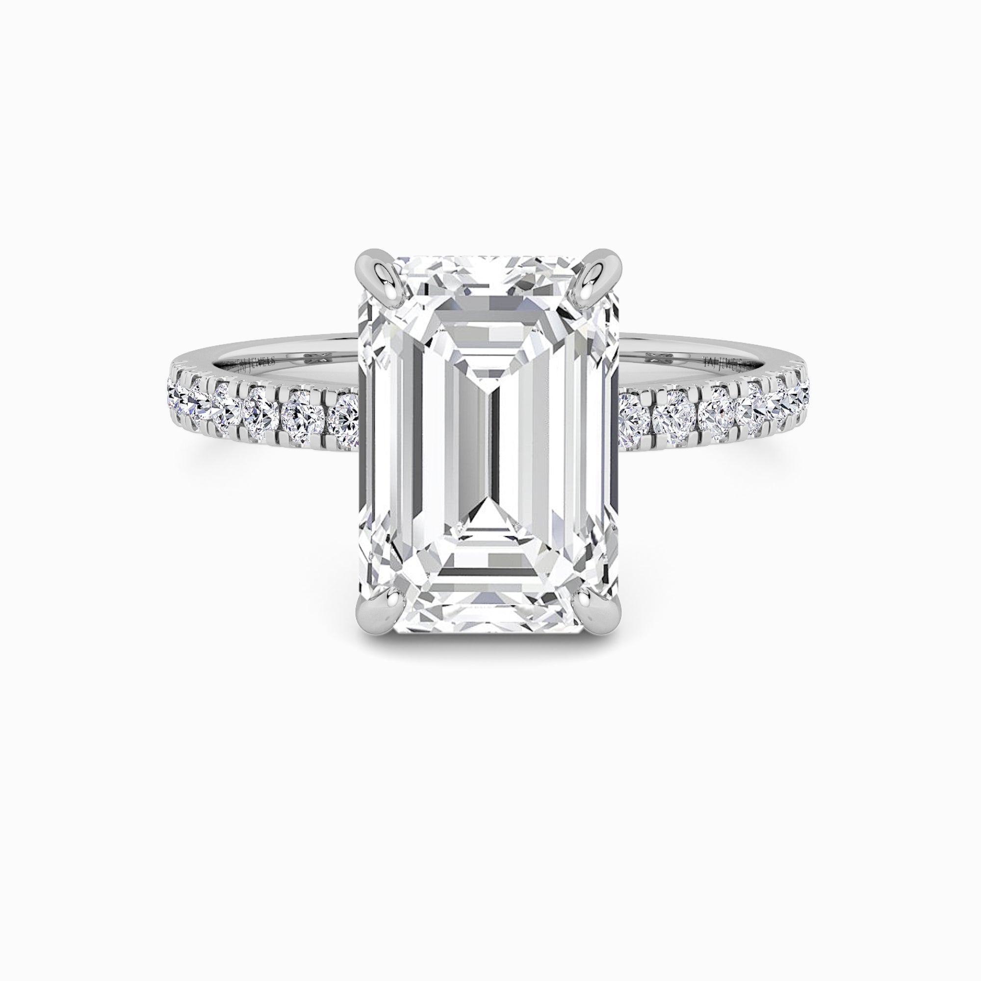 Emerald Cut Shoulder Set Lab Diamond Engagement Ring (Floating Head ...