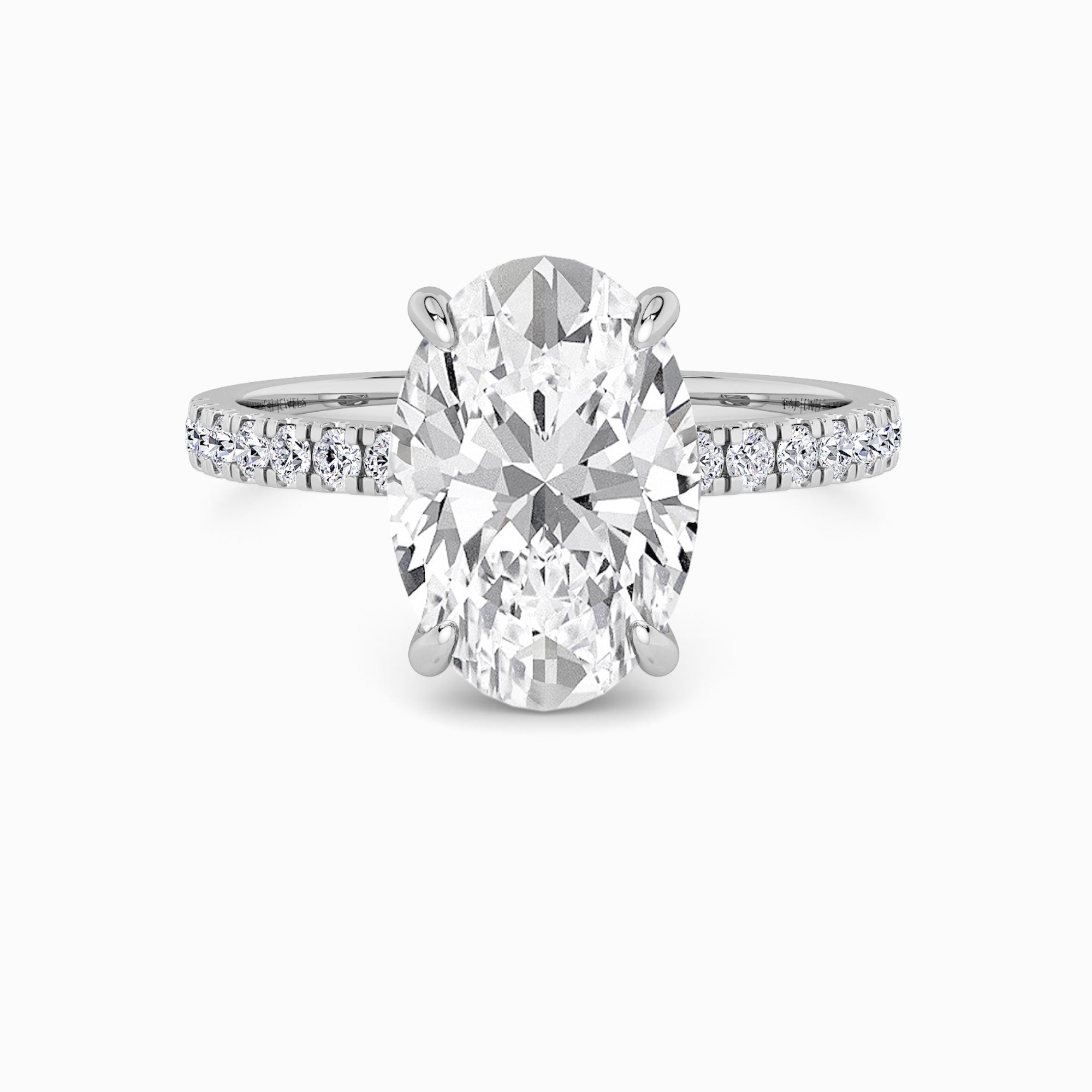 Oval Brilliant Cut Shoulder Set Lab Diamond Engagement Ring (Floating ...