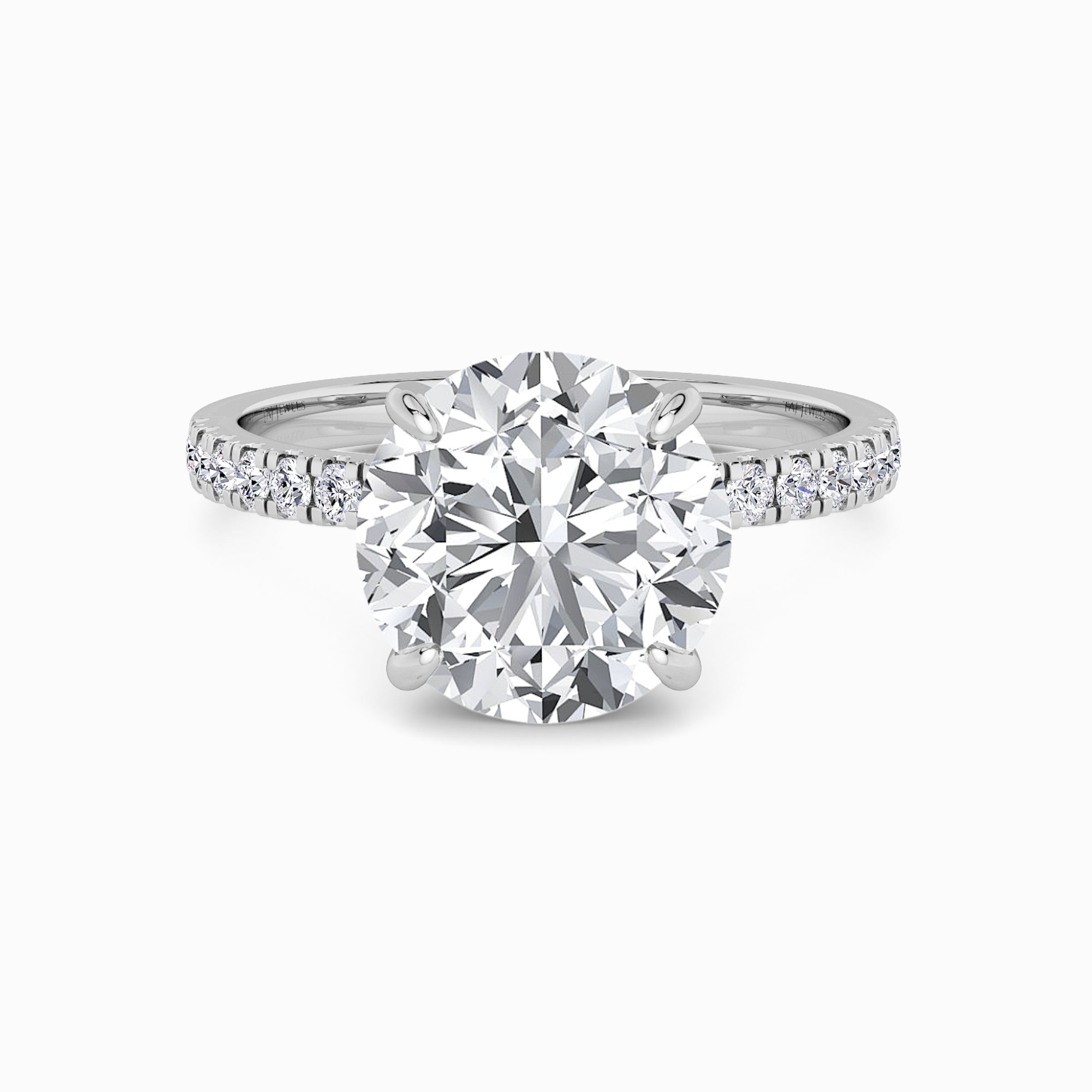 Round Brilliant Cut Shoulder Set Lab Diamond Engagement Ring (Floating ...