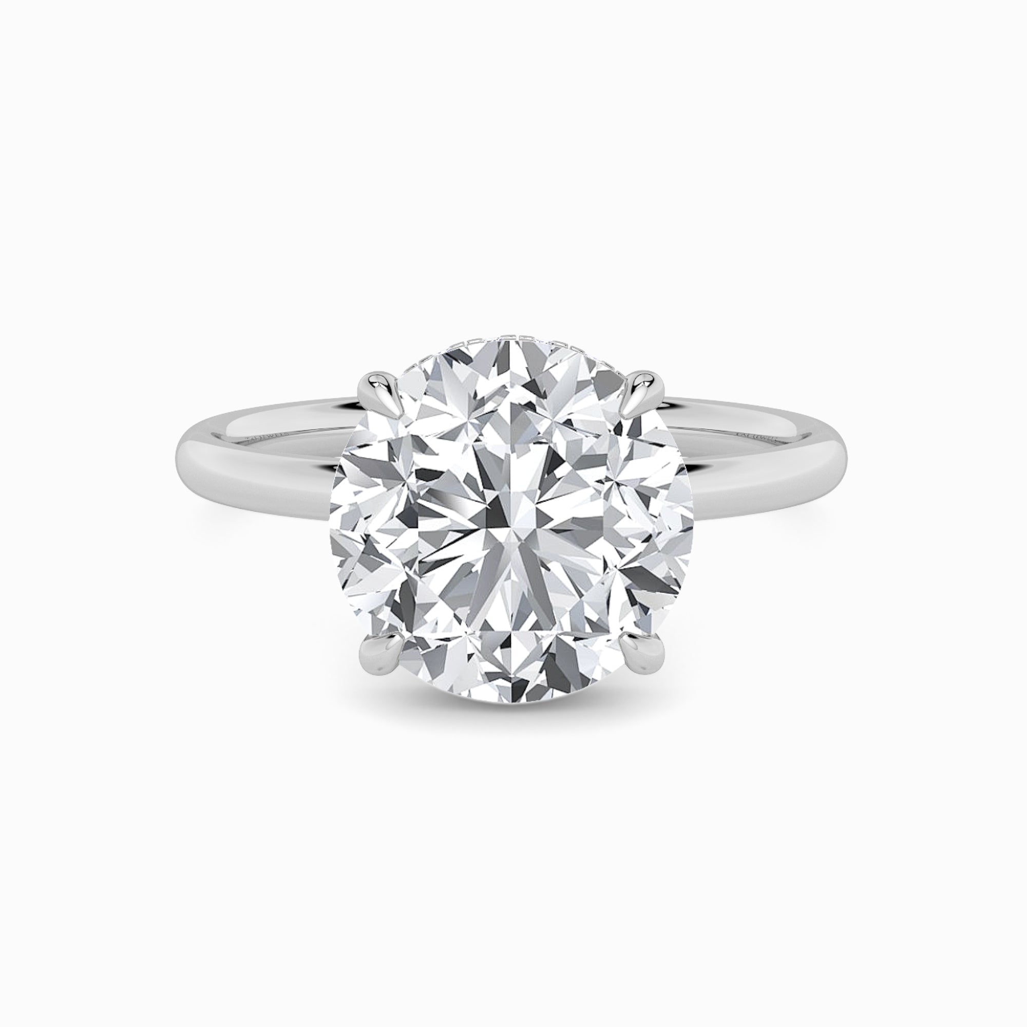 Round Brilliant Cut Solitaire Plain Band Lab Diamond Engagement Ring ...