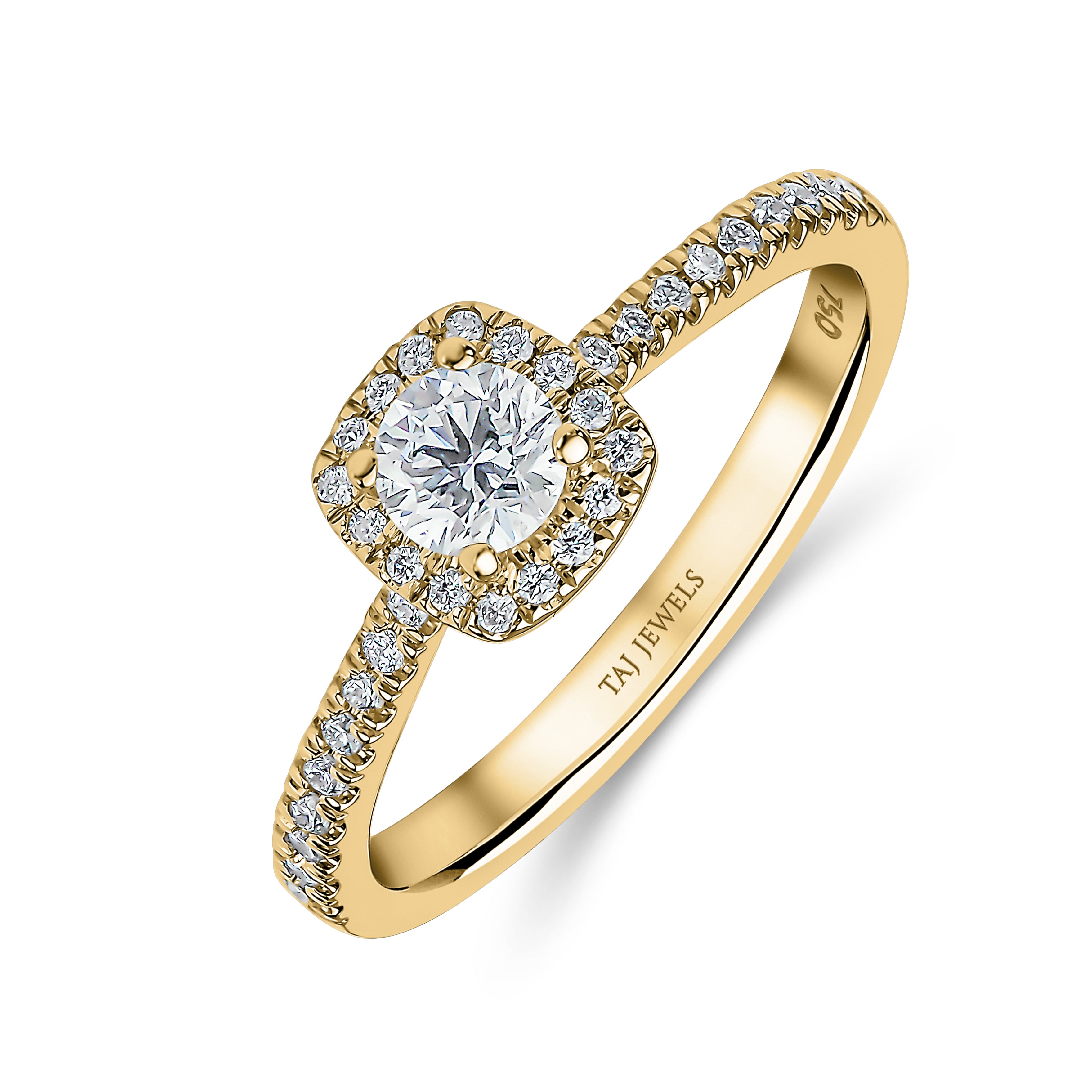 Round Brilliant Single Halo Diamond Ring – Taj Jewels UK